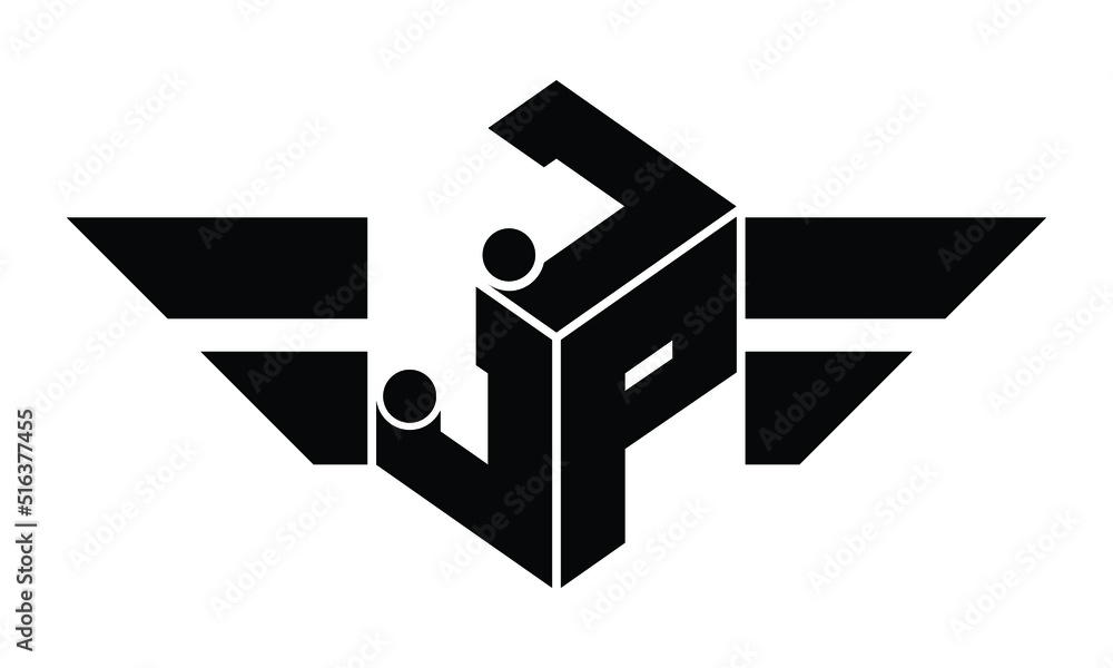 JJP three letter gaming logo in polygon cube shape logo design vector ...