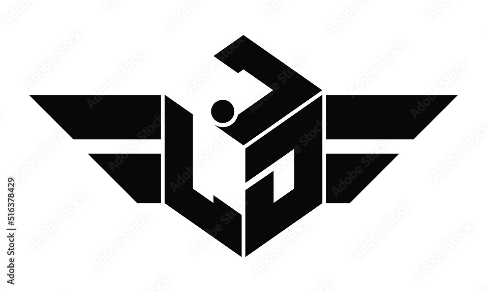 JLD three letter gaming logo in polygon cube shape logo design vector ...