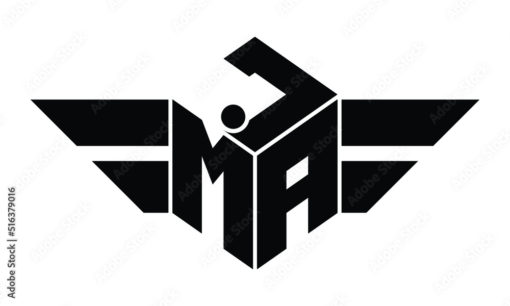 JMA three letter gaming logo in polygon cube shape logo design vector ...
