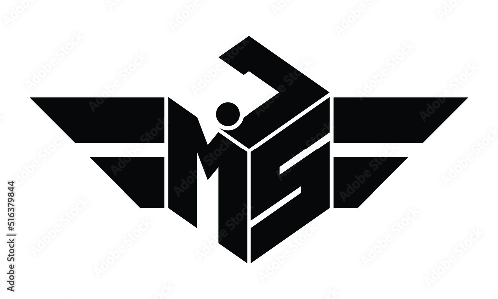 JMS three letter gaming logo in polygon cube shape logo design vector ...