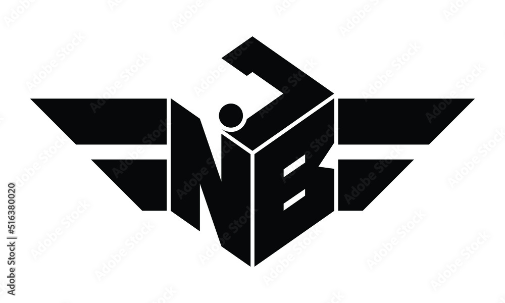 JNB three letter gaming logo in polygon cube shape logo design vector ...