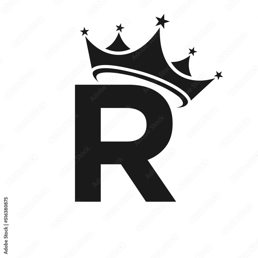 Letter R Crown Logo. Crown Logo on Letter R Vector Template for Beauty ...