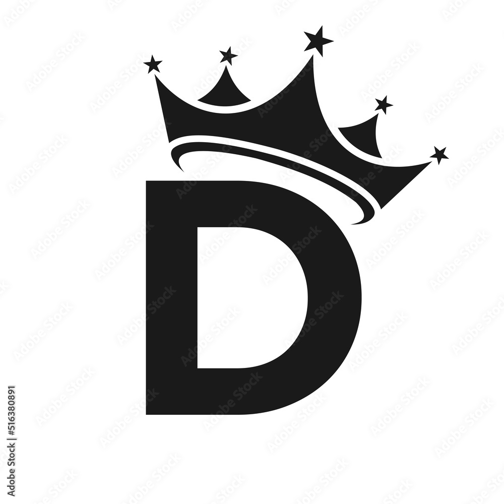 Letter D Crown Logo. Crown Logo on Letter D Vector Template for Beauty ...