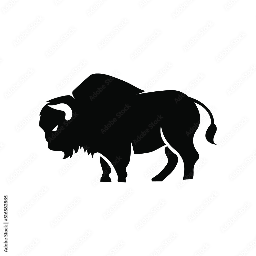 Vector design of a silhouette of a buffalo Stock Vector | Adobe Stock