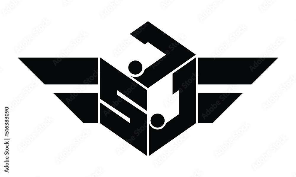 JSJ three letter gaming logo in polygon cube shape logo design vector ...