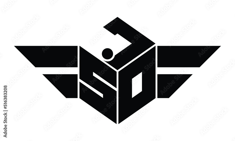 JSO three letter gaming logo in polygon cube shape logo design vector ...