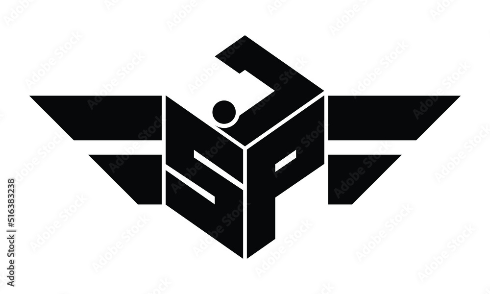 JSP three letter gaming logo in polygon cube shape logo design vector ...