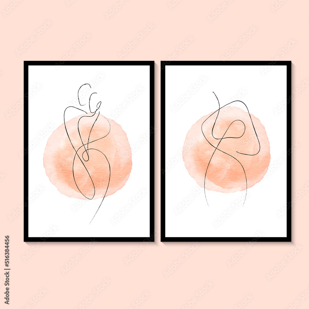 Abstract body line art. Boho posters. Creative artistic posters. Female ...