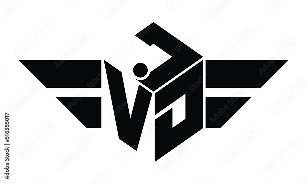 JVD three letter gaming logo in polygon cube shape logo design vector ...