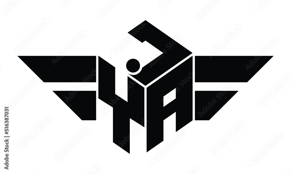 JYA three letter gaming logo in polygon cube shape logo design vector ...