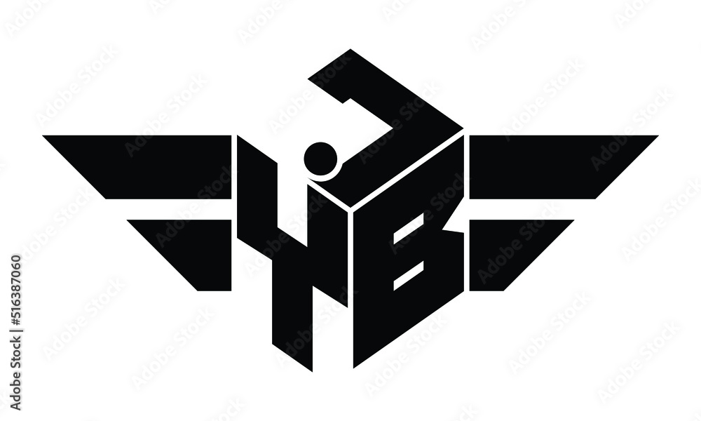 JYB three letter gaming logo in polygon cube shape logo design vector ...