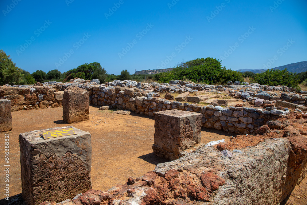 Ancient archaeological site in Crete with stone ruins Stock Photo ...