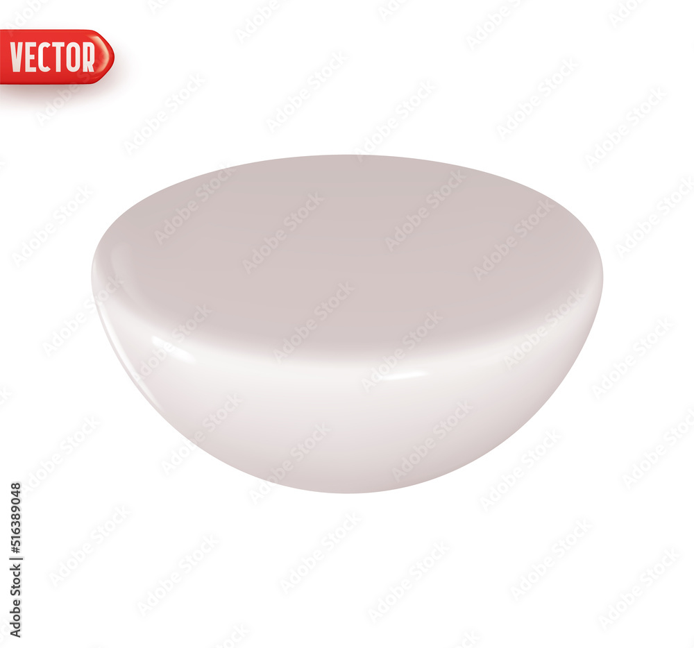 Semi round half ball. Half sphere geometric element. Realistic 3d ...