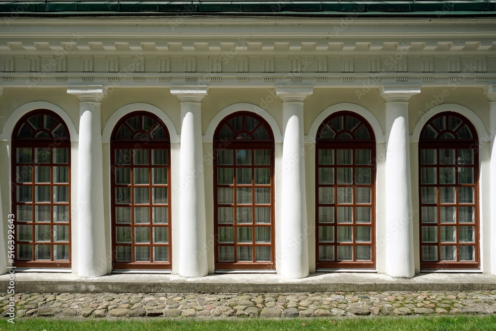 Details of architecture. The windows of the orangery in the old manor ...