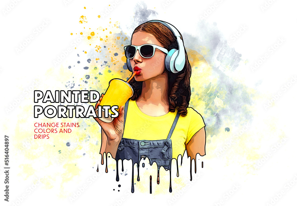 Paint Drip Portrait Stock Template | Adobe Stock
