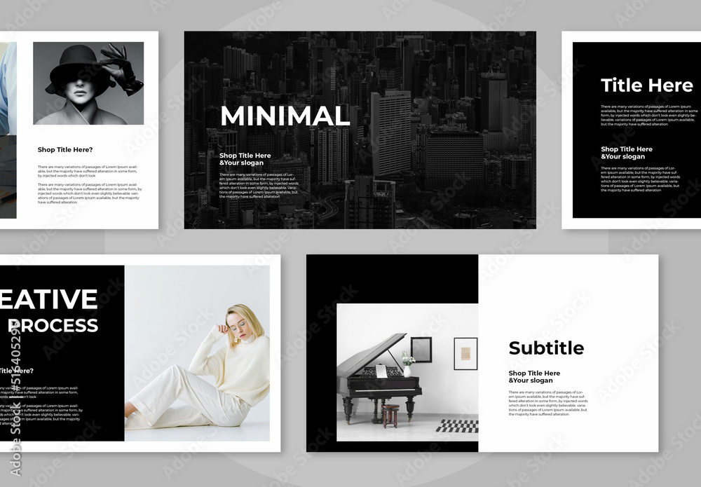 Black and White Presentation Layout Stock Template | Adobe Stock