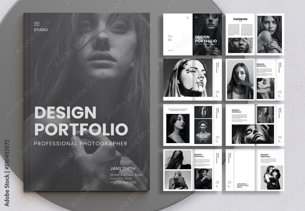 Black Portfolio Layout Stock Template | Adobe Stock