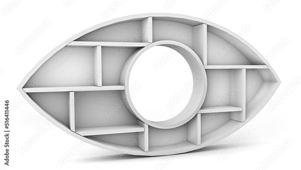 Eye shelf side view isolated on white background. Organ shelf. 3d ...