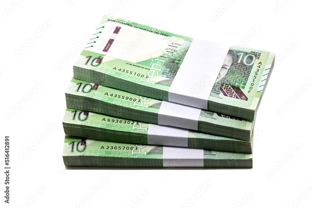 Foto de Billetes de 10 soles nuevos del Perú do Stock | Adobe Stock