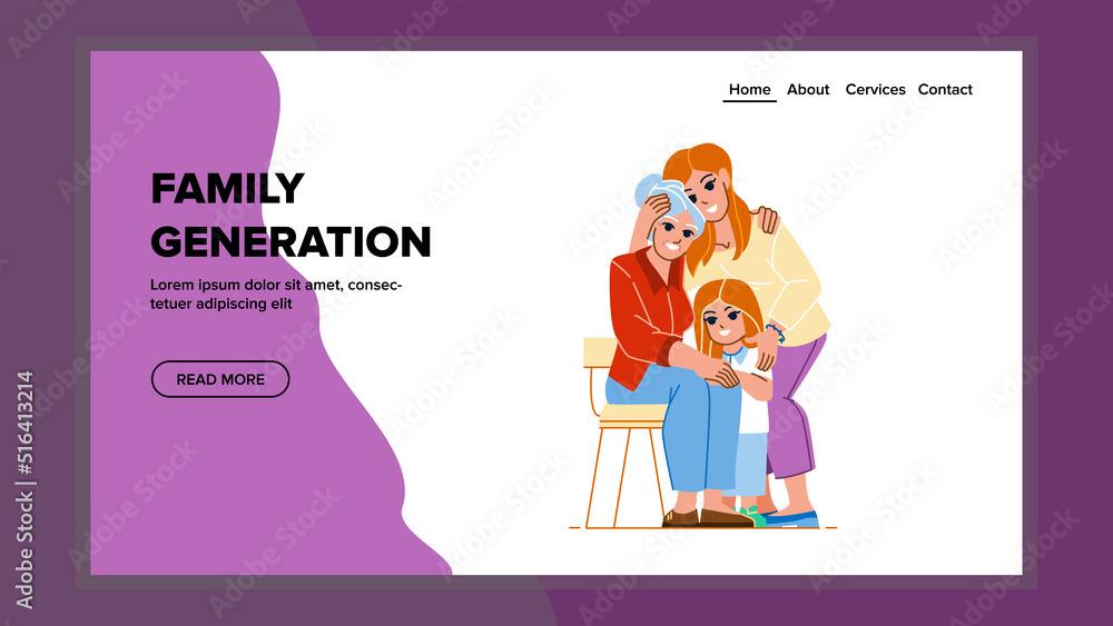 family generation vector. happy people, children vacation, senior ...