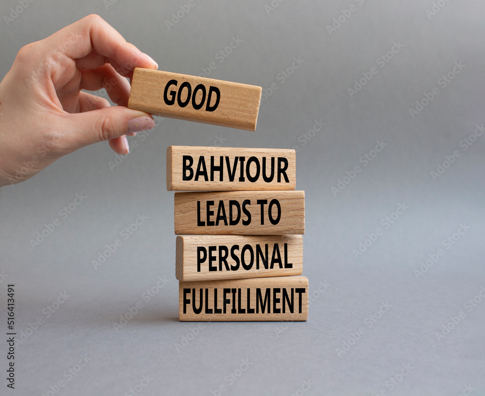 Good behaviour leads to personal fulfillment symbol. Business Concept ...