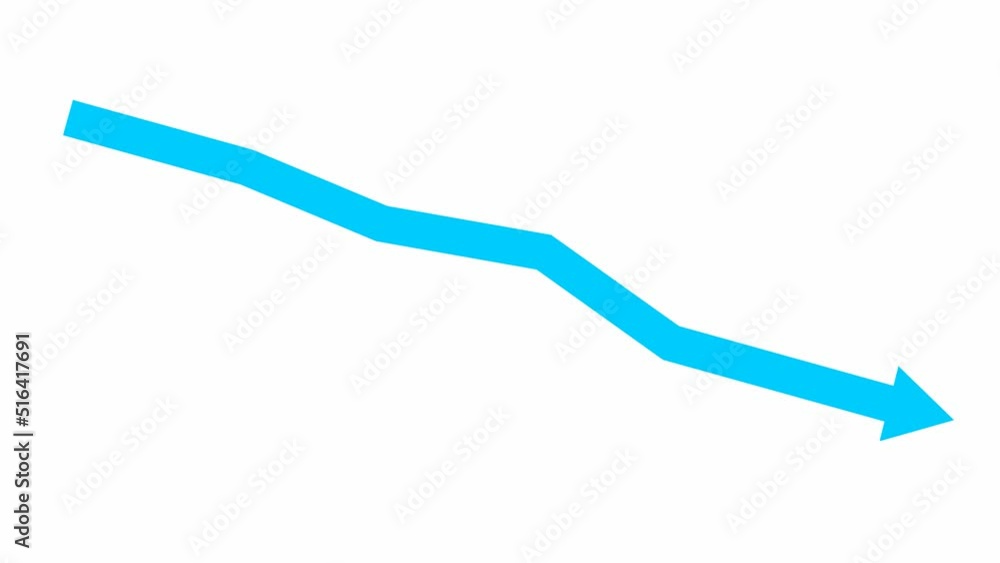 Animated blue arrow. Recession chart of economy. Economic crisis ...