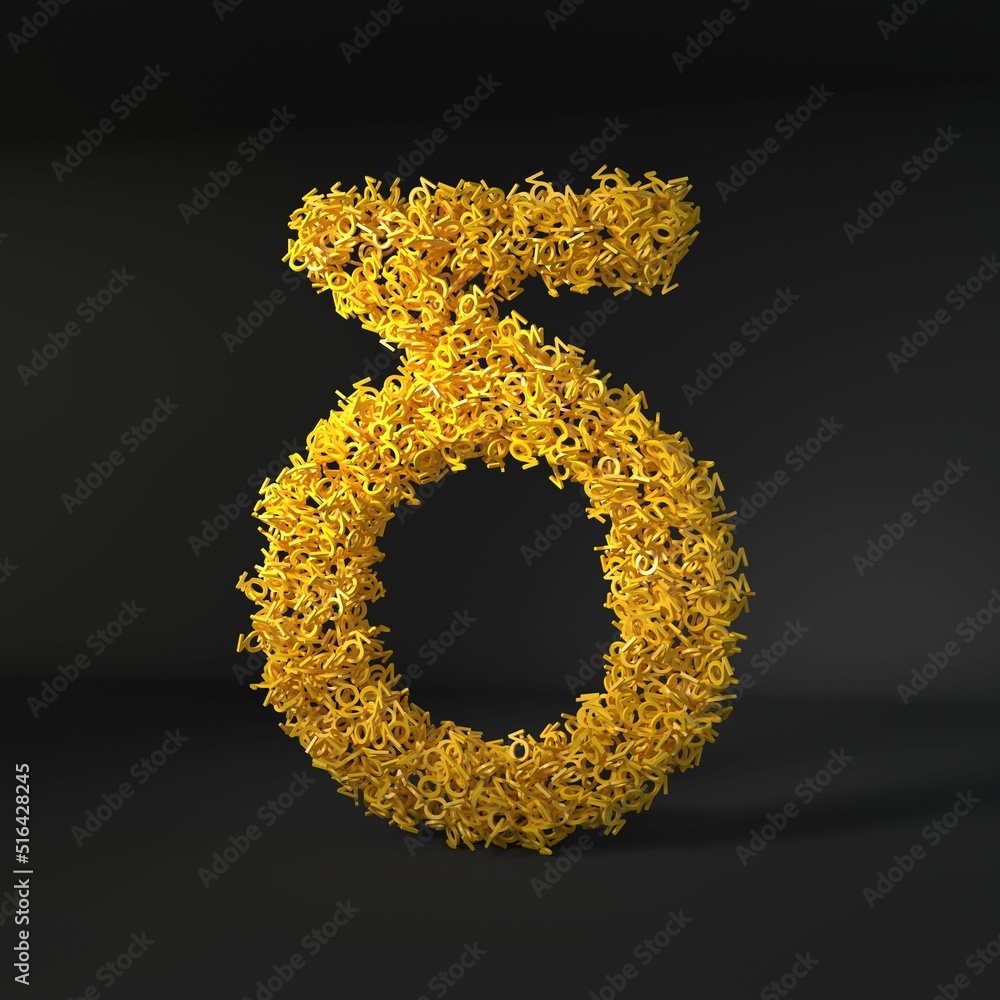 Scattered yellow letters and symbols isolated over a black background ...