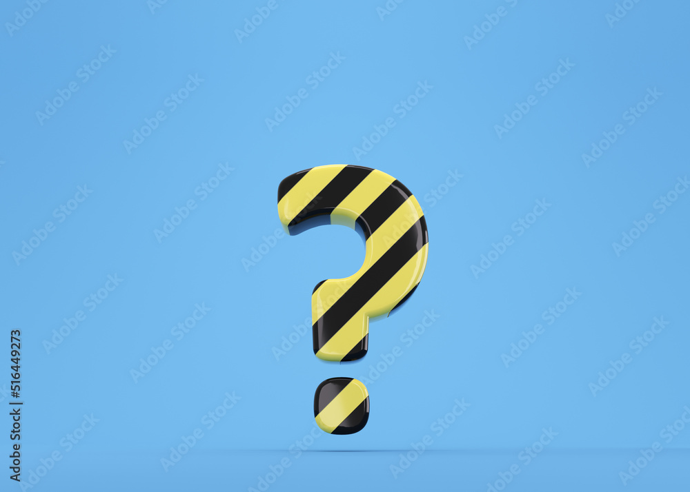 Striped industrial question mark over blue studio background. Stock ...