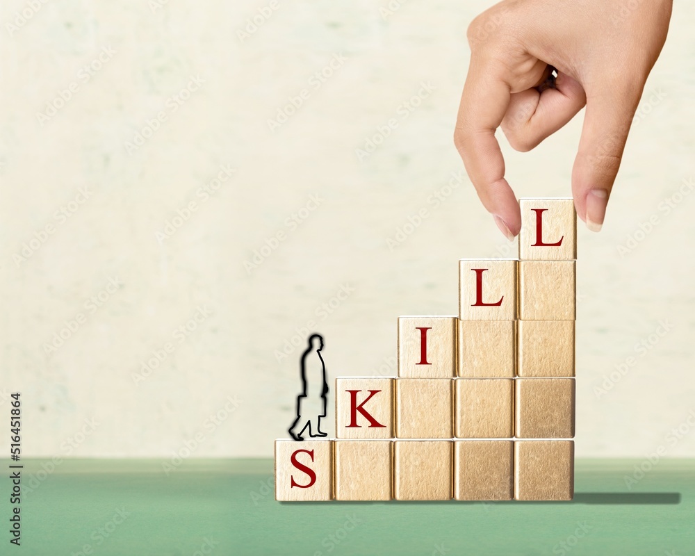 Upskilling and personal development concept. Skill training, education ...