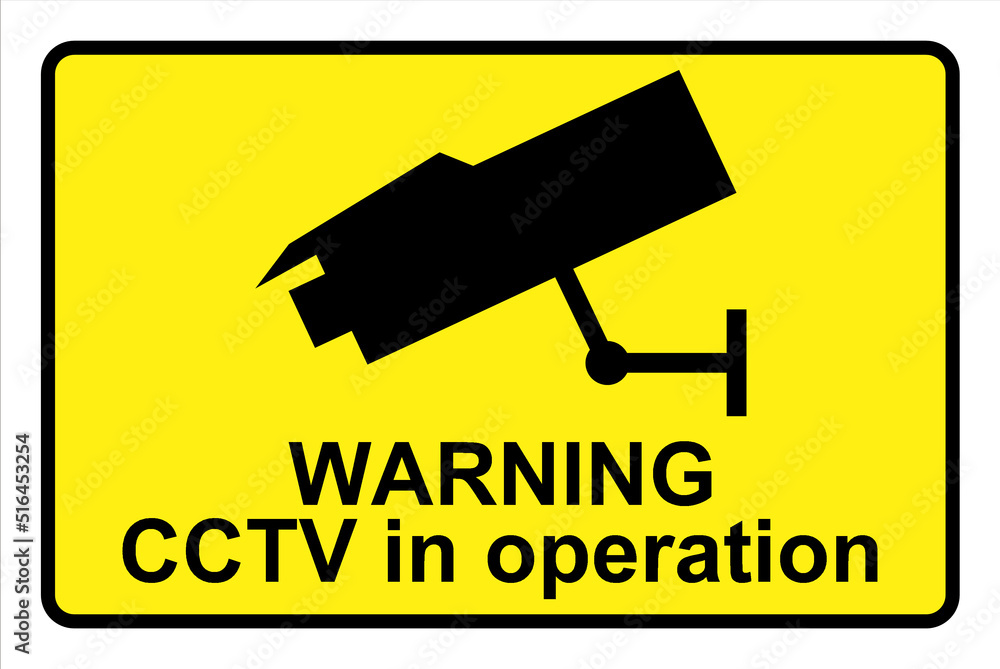 Warning CCTV in operation sign Stock Illustration | Adobe Stock