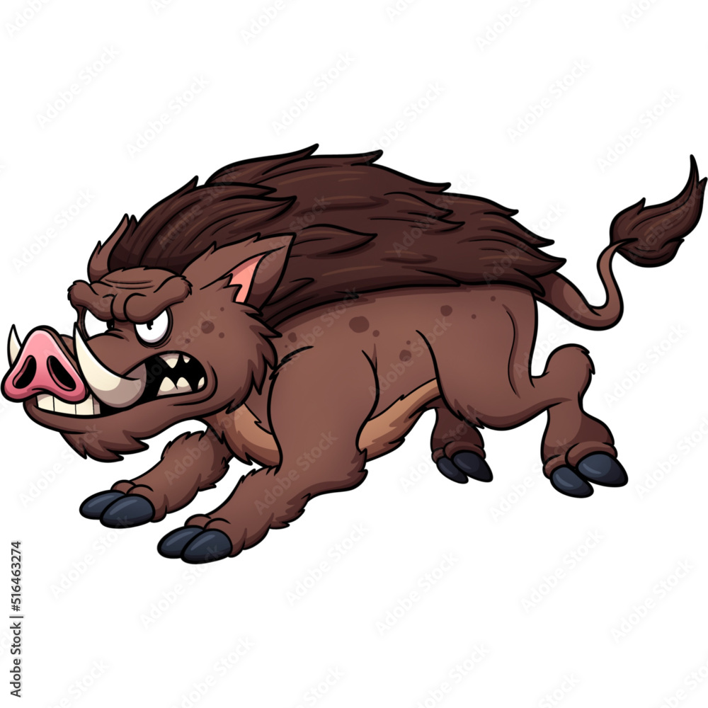 Running Cartoon Boar. Vector clip art illustration with simple ...