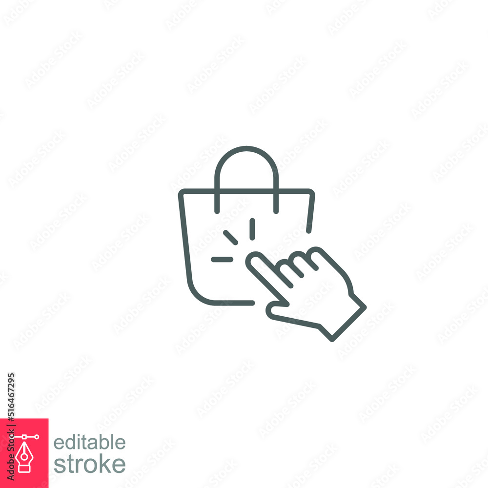 Click collect order line icon. Simple outline style. Delivery, gift ...