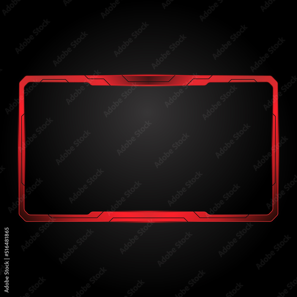 Red video border frame for live streaming, creative facecam overlay ...