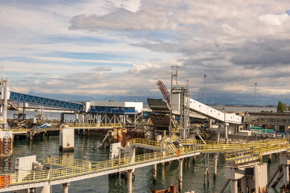 Ramps and piers at a ferry terminal outside Vancouver, Canada. Stock ...