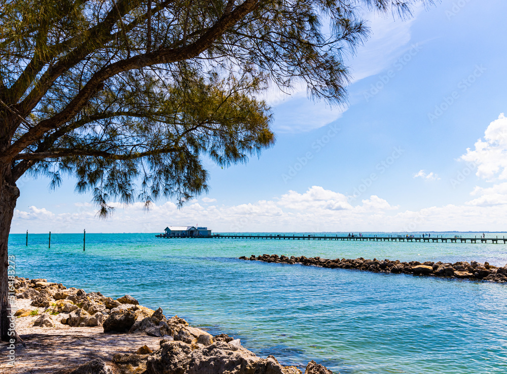 Beach Park With The Historic Amelia Island Pier in The Distance, Amelia ...