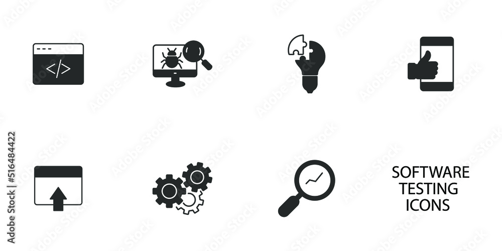 Conceptual business illustration with vector icons and the words ...