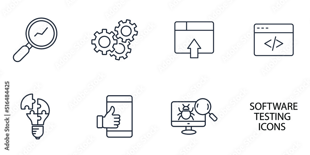 Conceptual business illustration with vector icons and the words ...