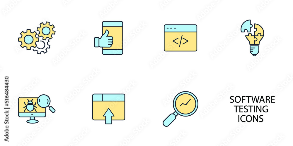Conceptual business illustration with vector icons and the words ...