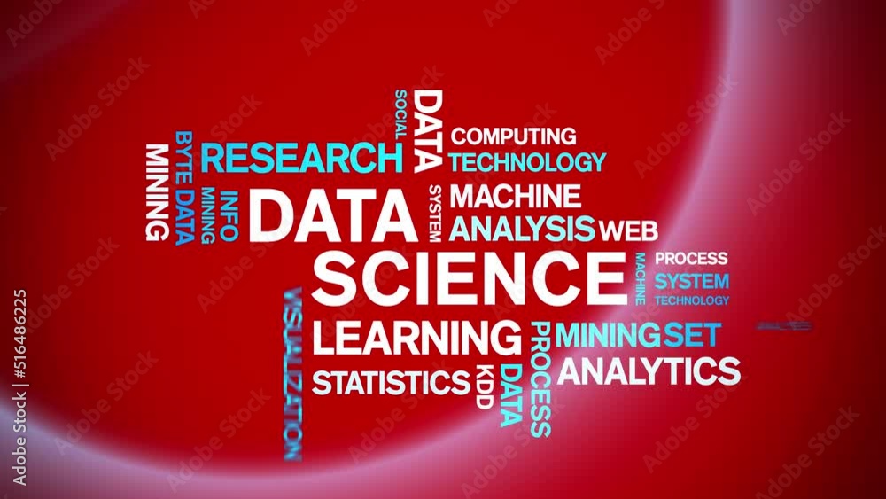 Vidéo Stock 4k Data Science Animated Tag Word Cloud;Text Design big ...
