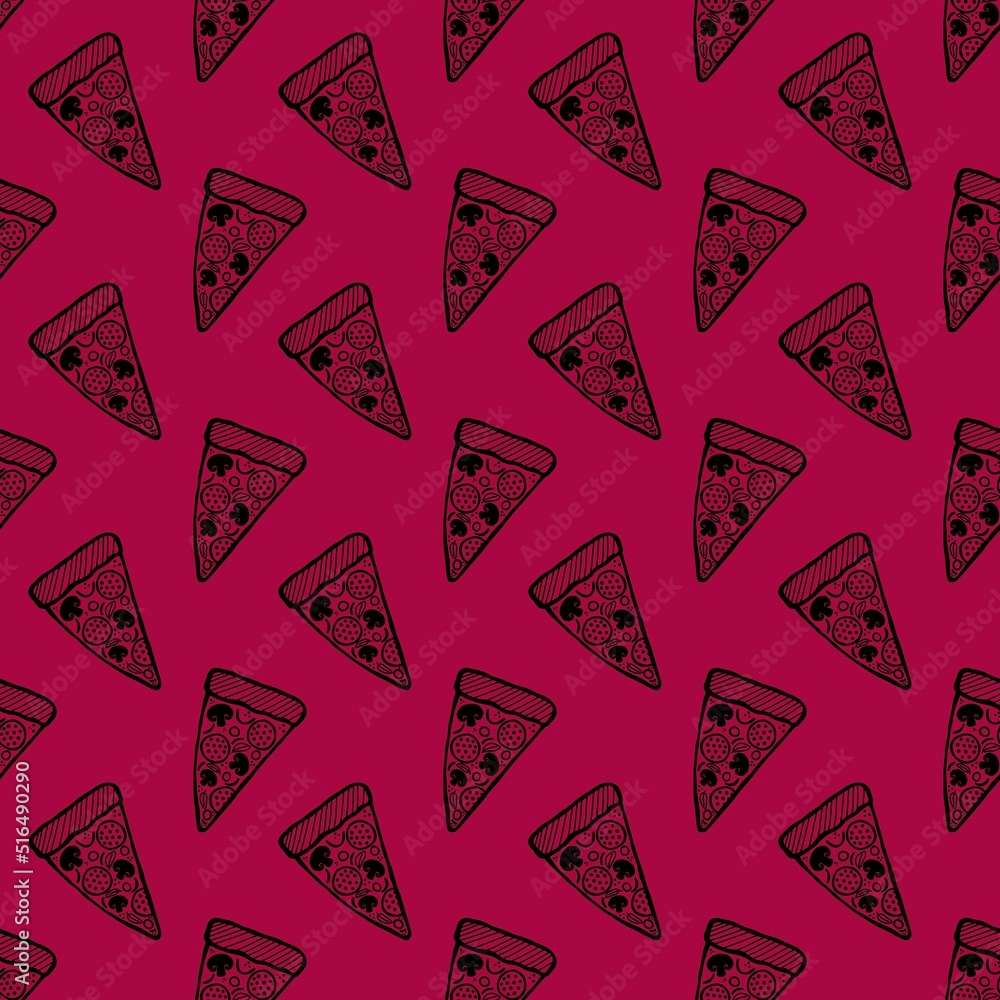 Cartoon pizza seamless food menu pattern for fabrics and wrapping paper ...