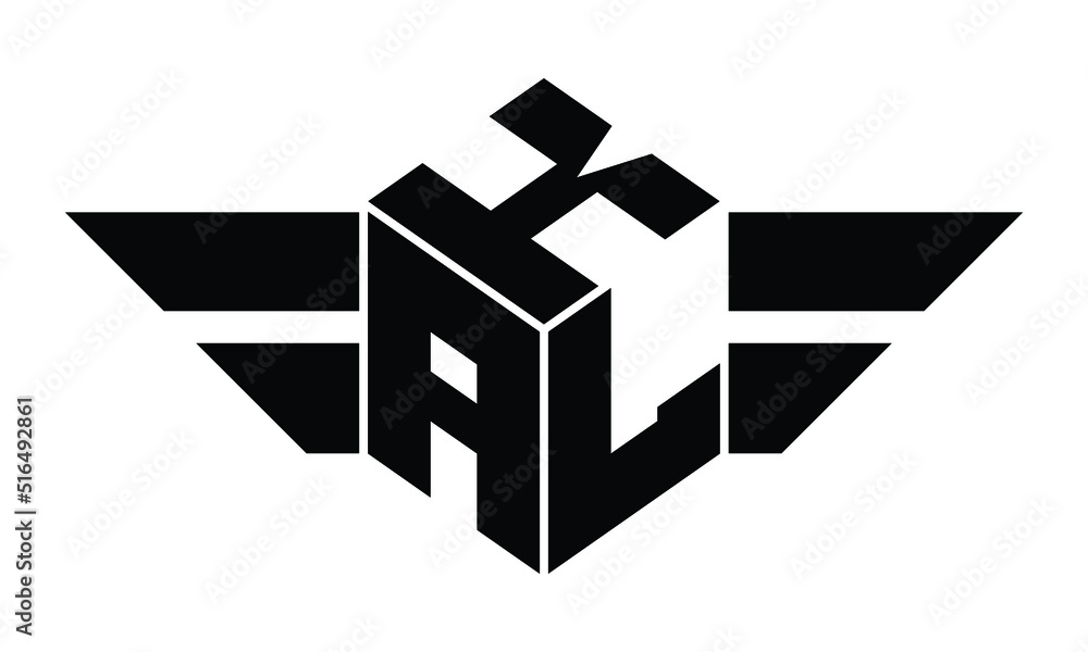 KAL three letter gaming logo in polygon cube shape logo design vector ...