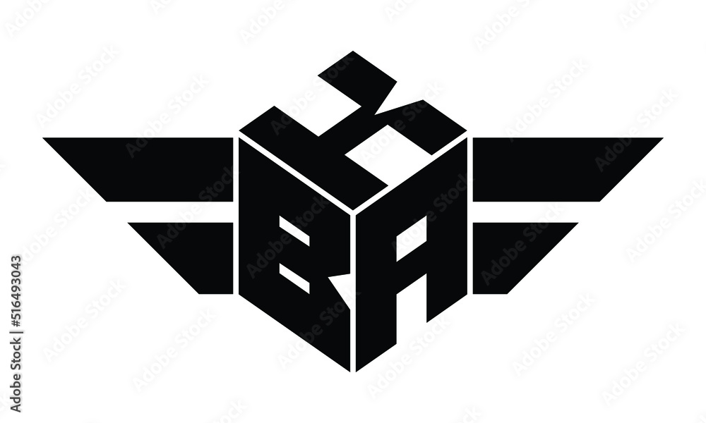 KBA three letter gaming logo in polygon cube shape logo design vector ...