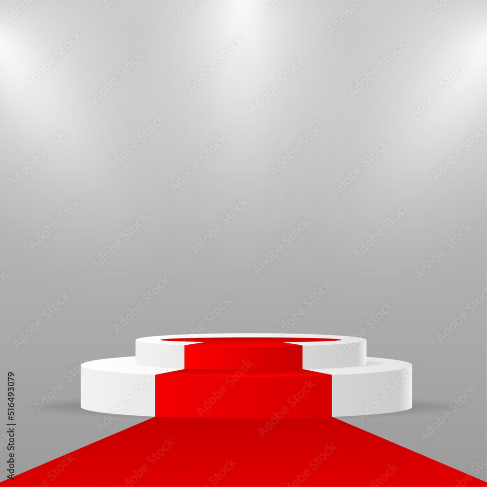 Winner podium. Vector geometric platform. red technology background ...