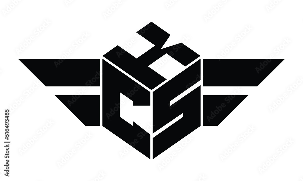 KCS three letter gaming logo in polygon cube shape logo design vector ...