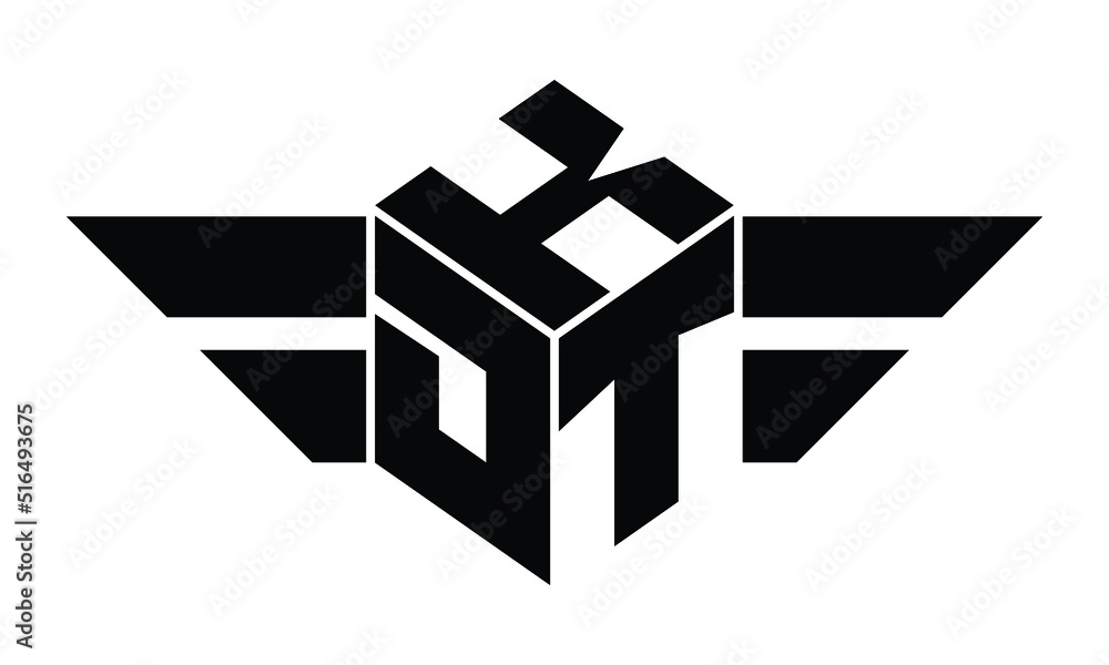 KDT three letter gaming logo in polygon cube shape logo design vector ...