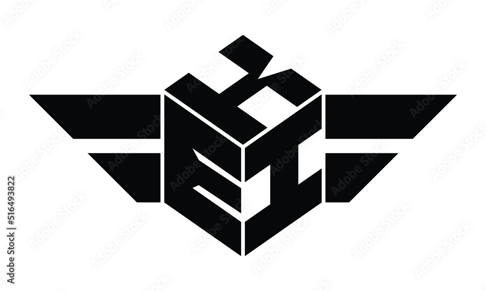 KEI three letter gaming logo in polygon cube shape logo design vector ...