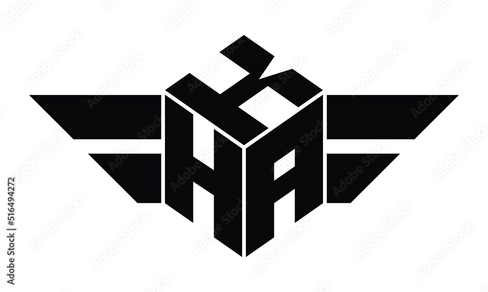 KHA three letter gaming logo in polygon cube shape logo design vector ...