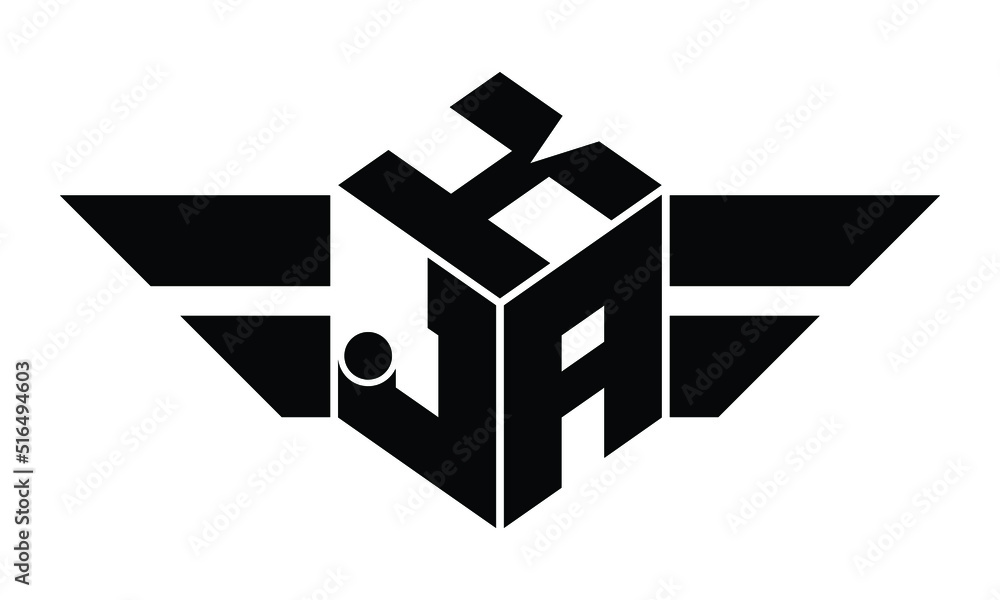 KJA three letter gaming logo in polygon cube shape logo design vector ...