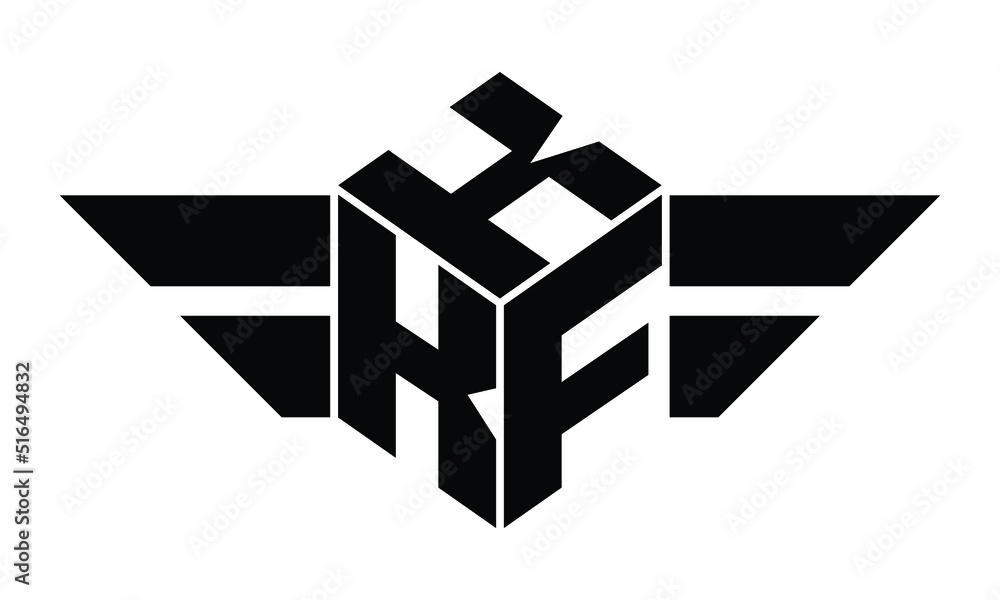 KKF three letter gaming logo in polygon cube shape logo design vector ...
