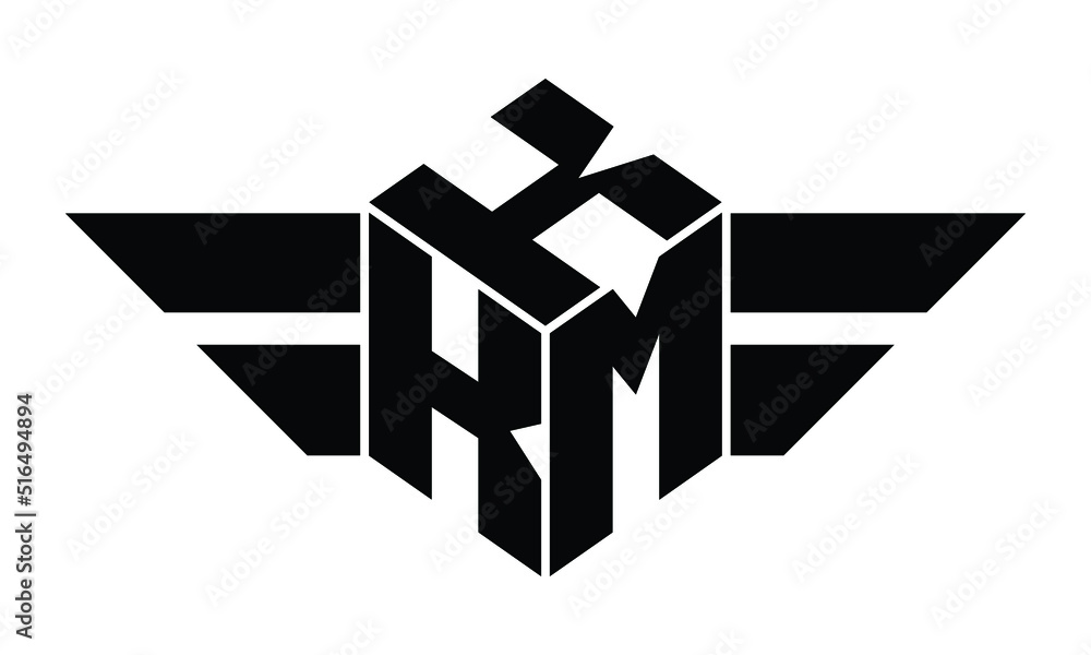 KKM three letter gaming logo in polygon cube shape logo design vector ...